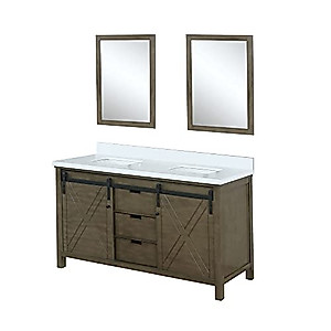 Bell+Modern Ketchum 60 in W x 22 in D Rustic Brown Double Bath Vanity, Cultured Marble Countertop and 24 in Mirrors