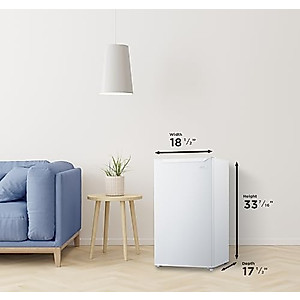 Danby DCR033B1WM 3.3 Cu.Ft. Compact Refrigerator, Mini Fridge with Chiller for Bar, Living Room, Den, Basement, Kitchen, or Dorm, White