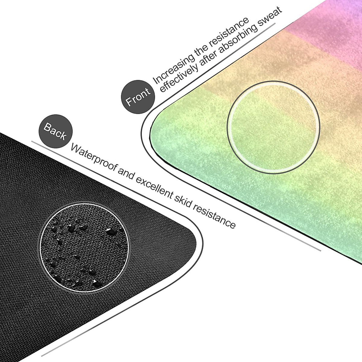 MAOBLYR Portable Folding Non-Slip Yoga Mat, 70.8 * 26 In Absorbent Exercise Sweat Fitness Pilates, Freeform Gymnastics Beach Travel Rainbow Mat