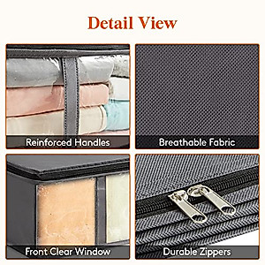 Lifewit Under Bed Storage Containers 6 Pack, Foldable Clothing Storage Bags with Front Clear Window, Closet Organizers and Storage for Towels, Clothes, Blankets, Grey