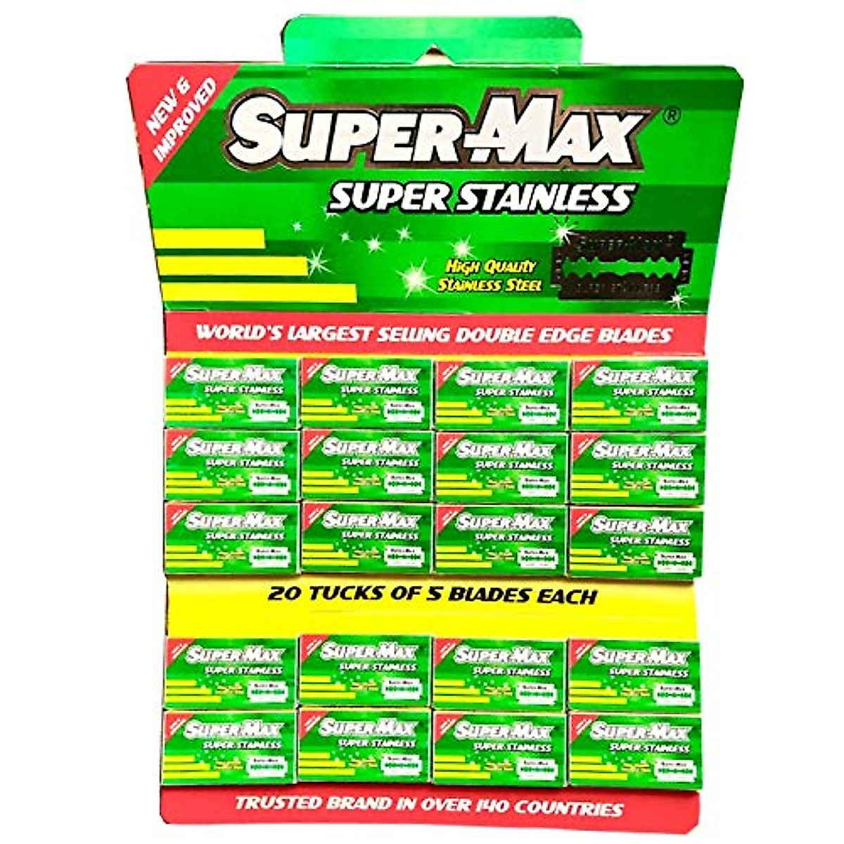Super-Max Super Stainless Double Edge Razor Blades, 100 blades