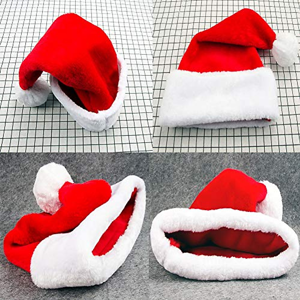 LONGTEN Christmas Hat Santa Hat Xmas Holiday Hat for Children Kids Unisex Velvet Comfort