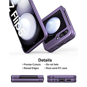Eastcoo Slim Fit Galaxy Z Flip 5 Case, [Hard PC Back] [Frosted Feel] [Wireless Charging Support] Lightweight Shockproof Case Cover for Samsung Galaxy Z Flip5 (2023), Purple