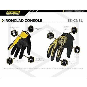 Ironclad Console Gaming Gloves, Precision Fit, Performance Grip, Touchscreen Compatible, Machine Washable, (1 Pair), Size M (ES-CNSL-03-M)