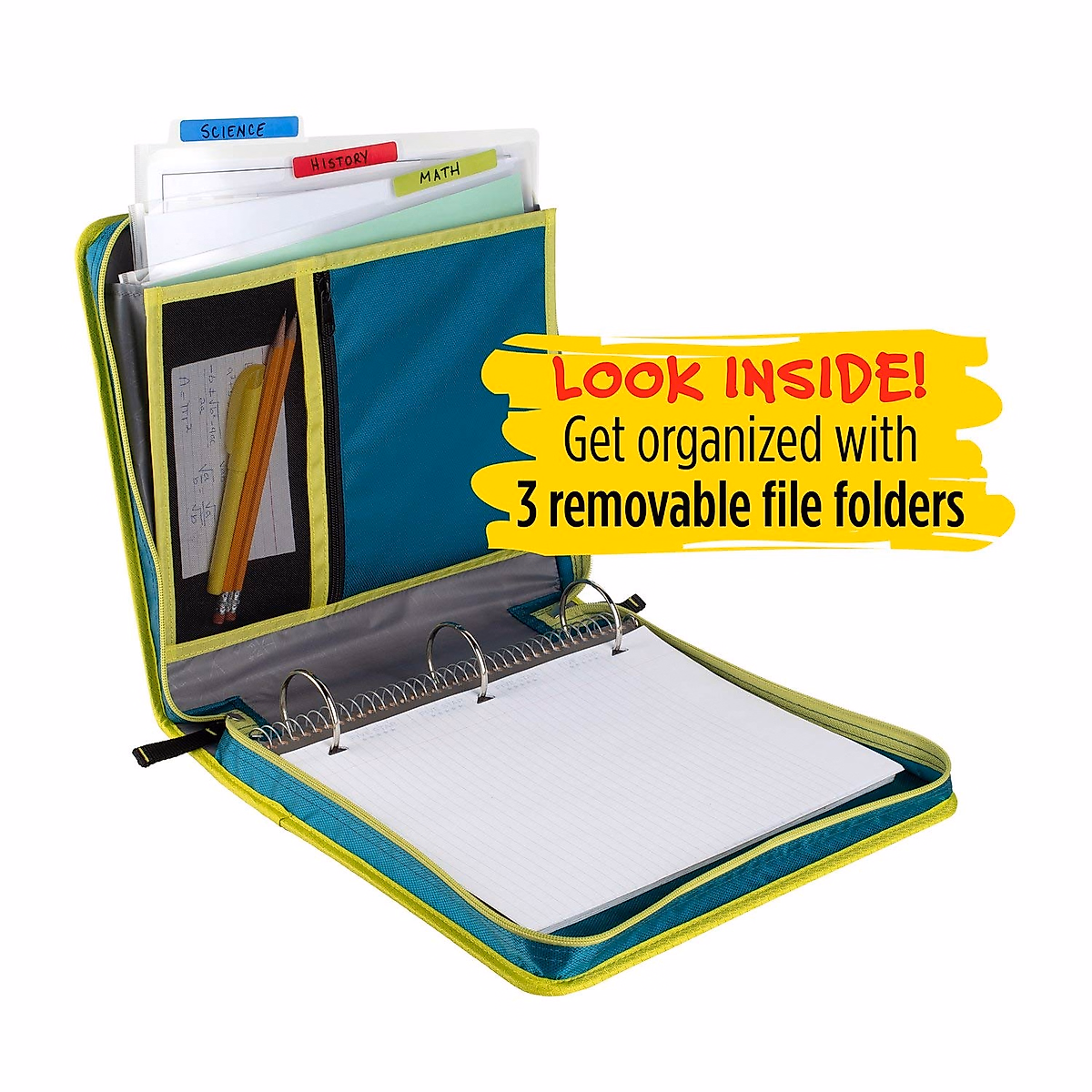 Five Star Zipper Binder, 2 Inch 3 Ring Binder, Removable File Folders, Durable, Color Will Vary, 1 Count (29036)