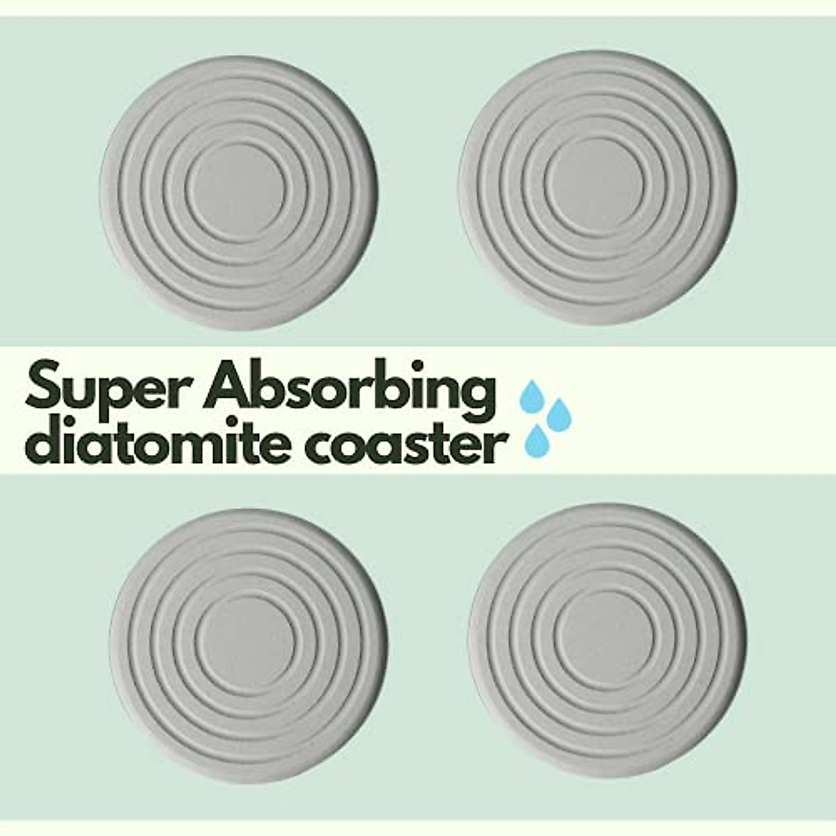 Skylarlife Absorbent Diatomite Coaster for Drinks and Plants Fast Water Absorption in Seconds, Odorless Diatomaceous Earth Non-Slip Insulation Protect Table Countertop from Damage Minimal Set of 4