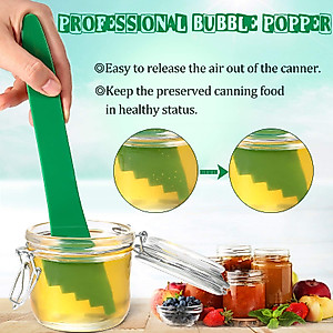 4 Pieces Canning Tools Kit, 2 Pieces Magnetic Lid Lifter Jar Lid Lifter and 2 Pieces Canning Bubble Popper Bubble Remover Measurer Canning Tools, Canning Supplies (Dark Green)