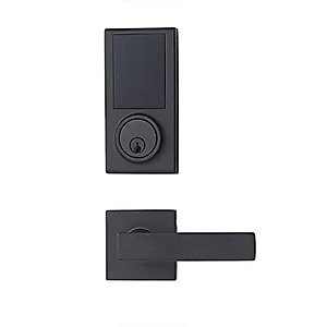 Amazon Basics Grade 3 Electronic Touchscreen Deadbolt Door Lock with Passage Lever, Matte Black, 133mm H Uppper x 65.3mm H lower