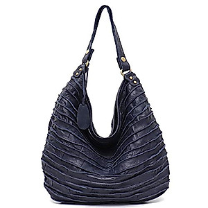 Real Sheep Leather Skin Stripe Hobos Women Large Capacity Hobo Shoulder Bag Casual Patchwork Bag BRONZE S