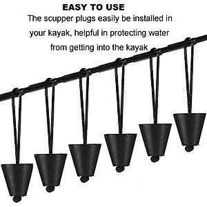 Borogo 6PCS Universal Kayak Scupper Plug Kit, Kayak Scupper Plugs Drain Holes Stopper Bung with Lanyard