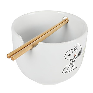 Peanuts Snoopy 6" Munch Ramen Stoneware Noodle Bowl w/Chopsticks