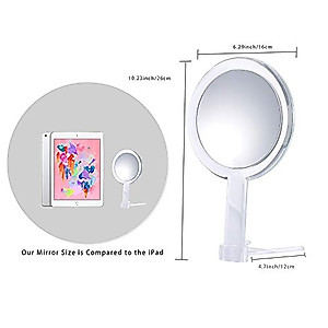 B Beauty Planet Handheld Mirror with Handle Double Sided, 1x/15x Magnifying Hand Mirror for Women, Hand Held Mirror with Adjustable Stand, 6"