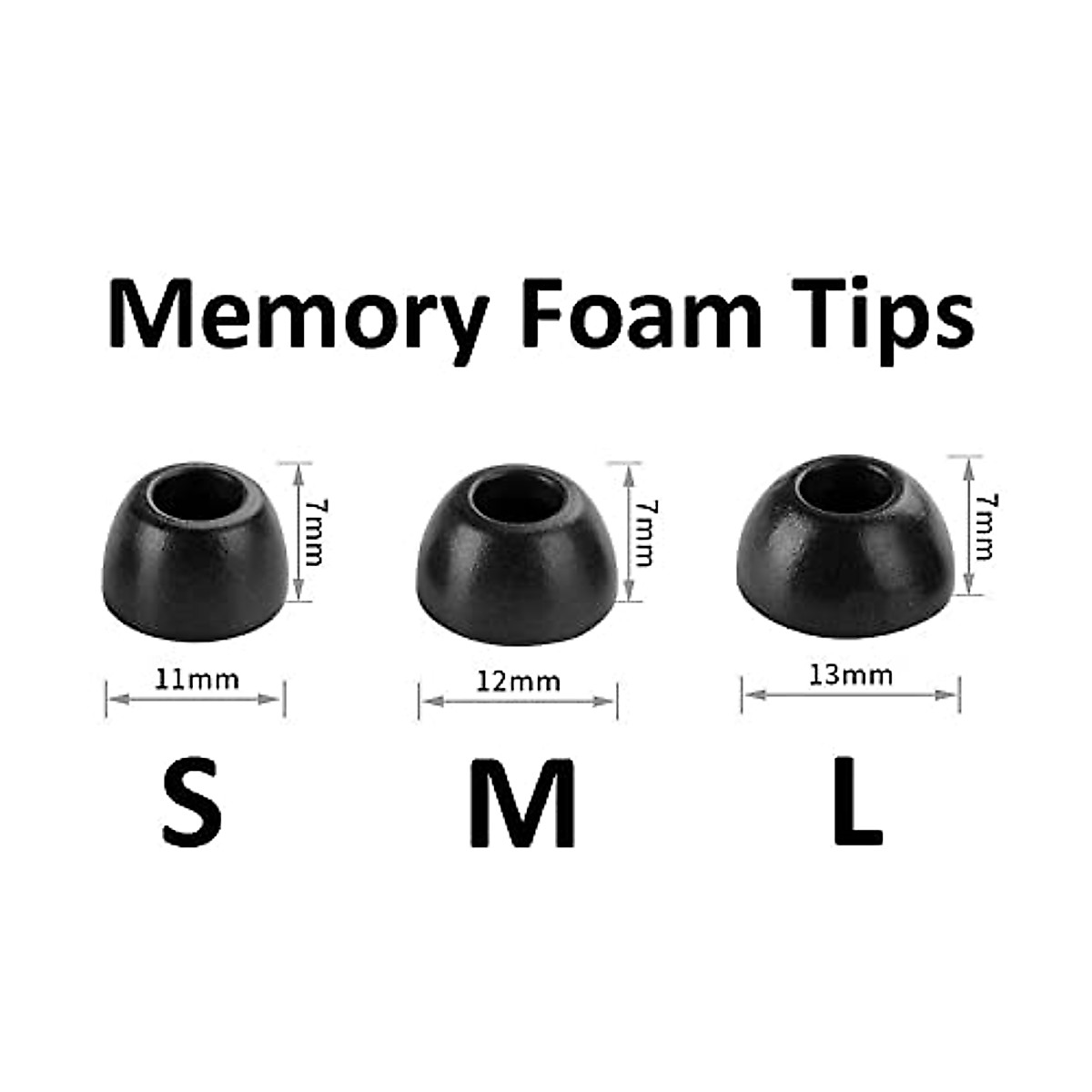 [ 6 Pairs ] Galaxy Buds 2 Pro Memory Foam Tips, No Silicone Eartips Pain Soft Comfortable Replacement Earbud Ear Tips Compatible with Beats Fit Pro/Studio Buds/Galaxy Buds 2 Pro Black S/M/L