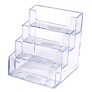 Hipiwe 2 Packs 4-Tier Acrylic Business card Holder Stand Clear Desktop Index Card Filing Card Holder Diaplay