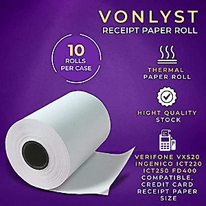 Vonlyst Thermal Paper Roll 2 1/4 X 55 for Verifone Vx520 Ingenico ICT220 ICT250 FD400 (10 rolls)