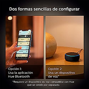 Philips Hue 2-Pack White A19 Dimmable Smart Bulb Starter Kit with Hub (Voice Compatible with Amazon Alexa, Apple Homekit and Google Home), 9.5W