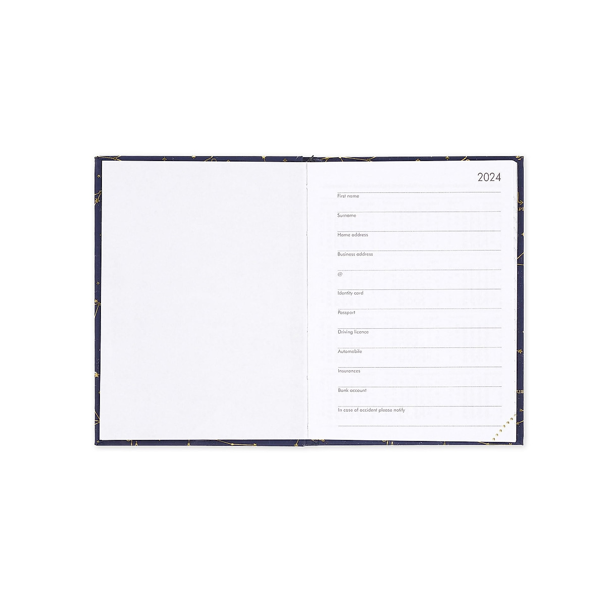 Legami - Mini Weekly Photographic Diary, 12 Months, from January 2024 to December 2024, Elastic Closure, 6 Languages, Monthly Planner January 2025, Address Book, Holiday Plan, 8x11 cm, Stars Theme