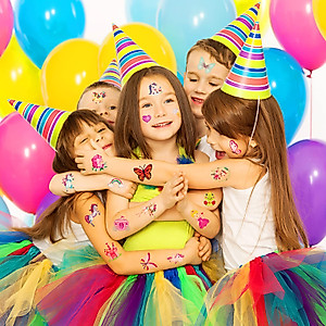 Qpout Glitter Tattoos for Girls, Fake Kids Tattoos for Girls, Princess Butterfly Mermaid Glitter Temporary Tattoos Stickers, Girls Kids Birthday Party Decoration Gifts Bags Filler