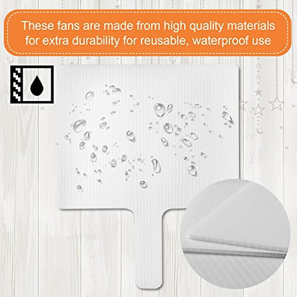 Amyhill 24 Pieces Blank Plastic Hand Fans Photo Fans Waterproof Fans Church Fans for DIY Crafting Painting Hand Held Parlor Fans Paddle Fans for Women Wedding Guests