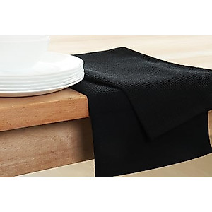 PurpleEssencs Waffle Weave Kitchen Towel, 100% Cotton - 15x25 Inches, with Hanging Loop Ultra Soft Absorbent Quick Drying Dish Cloth, Tea and Hand Towels, 6 - Pack Fall Thanksgiving Halloween - Black