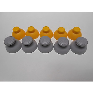 TBGS - 10 Piece Bundle Replacement Nintendo Gamecube Joystick Analog Stick Cap Covers (5 Gray Left Cap Covers + 5 Yellow Right Cap Covers)