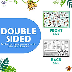 Tot Talk Mountain Animals Educational Placemat for Kids – Made in USA – Durable, Double-Sided, Learning Placemat with Mountain Wildlife & Nature Facts & Coloring– Waterproof, Wipeable, 17.5” x 11.5”
