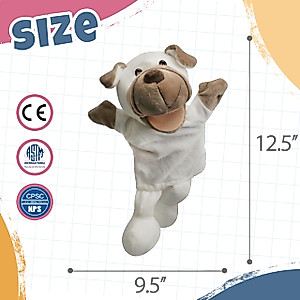 Easfan Puppy Hand Puppet Soft Animal Plush Toy with Movable Mouth Interactive Storytelling Cute Dog Toys Creativity and Imagination Christmas Birthday Gifts for Toddlers Kids,12.5''