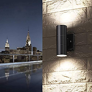 LMP Modern Outdoor Wall Light Porch Light Patio Light with Black Aluminum Finish for Decoration,Garage 2Packs Black