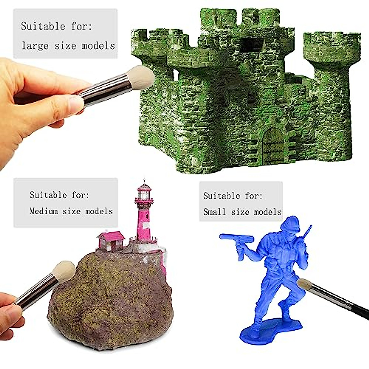 Sdanart Drybrush Set Hobby Drybrush Paint Brush,Detail Paint Brush Set,3 pcs Professional Art and Advanced Acrylic Paint Brushes for Tabletop&Wargames Miniature Watercolor Oil Painting,Model