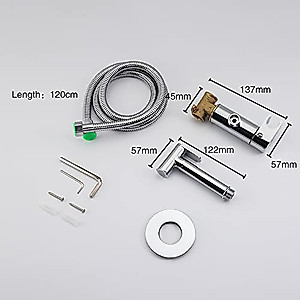 MINJING Handheld Bidet Sprayer for Toilet Hot and Cold Water Baby Cloth Diaper Sprayer Wall Mounted Brass Toilet Sprayer High Pressure Handheld Sprayer Kit for Personal Hygiene Cleaning,Chrome