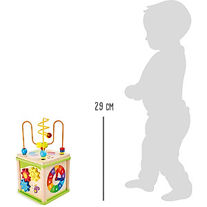 Wooden Activity Cube, Sweet Little Bugs by Small Foot – Classic 5-Sided Interactive Toy with Shape Sorter, Clock & Wheels - Develops Kids Imaginative Play, Coordination, Motor Skills – Age 12+ Months