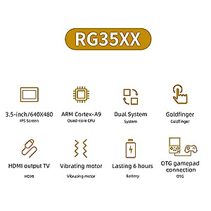 RG35XX Handheld Game Console , Dual System Linux+GarlicOS 3.5 Inch IPS Screen Built-in 64G TF Card 6831 Classic Games Support HDMI TV Output with Portable Bag (Gray)
