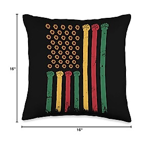 June 1865 Fisting Hands and Flowers June 19, 1865 US Flag Fisting Hands and Flowers Throw Pillow, 16x16, Multicolor