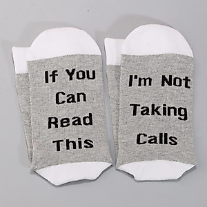 LEVLO Funny Retirement Gifts If You Can Read This I'm Not Taking Calls Socks for Go Away Gifts (2 pairs-mid calf-1)