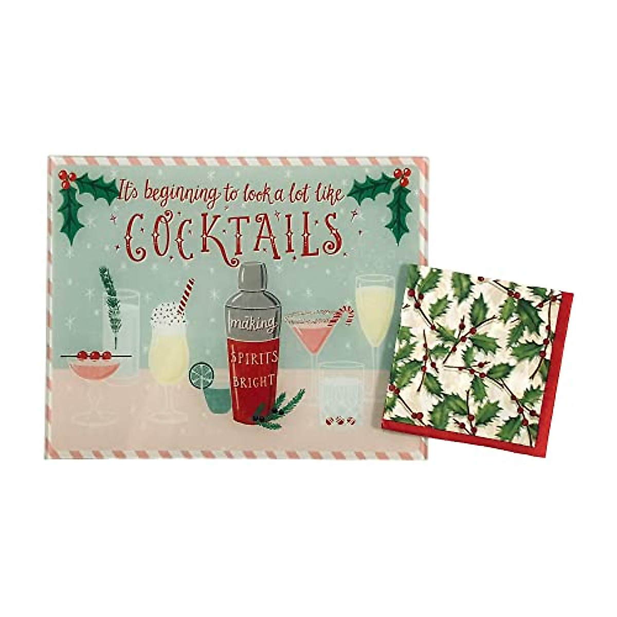 Holiday Christmas Glass Cutting Board: It's Beginning to Look a Lot Like Cocktails Add to the Winter Festivities (Making Spirits Bright)