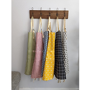 2 Pack Kitchen Cooking Aprons, Adjustable Bib with 2 pockets for Men/Women, Black / Yellow