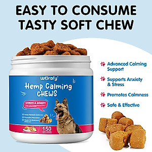 Hemp Calming Chews for Dogs, 150 Soft Dog Calming Treats, Dog Calming Treats with Hemp Oil, Dog Anxiety Relief, Separation, Barking, Stress Relief for Dog - Peking Duck Flavored