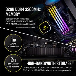 CORSAIR VENGEANCE a7200 Series Gaming PC - AMD Ryzen 9 5900X CPU - NVIDIA® GeForce RTX™ 3080 Graphics - 32GB CORSAIR VENGEANCE RGB PRO DDR4 Memory