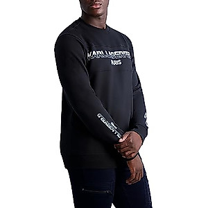 Karl Lagerfeld Paris Men's Color Block Solid Pullover, Long Sleeve, Black, Medium