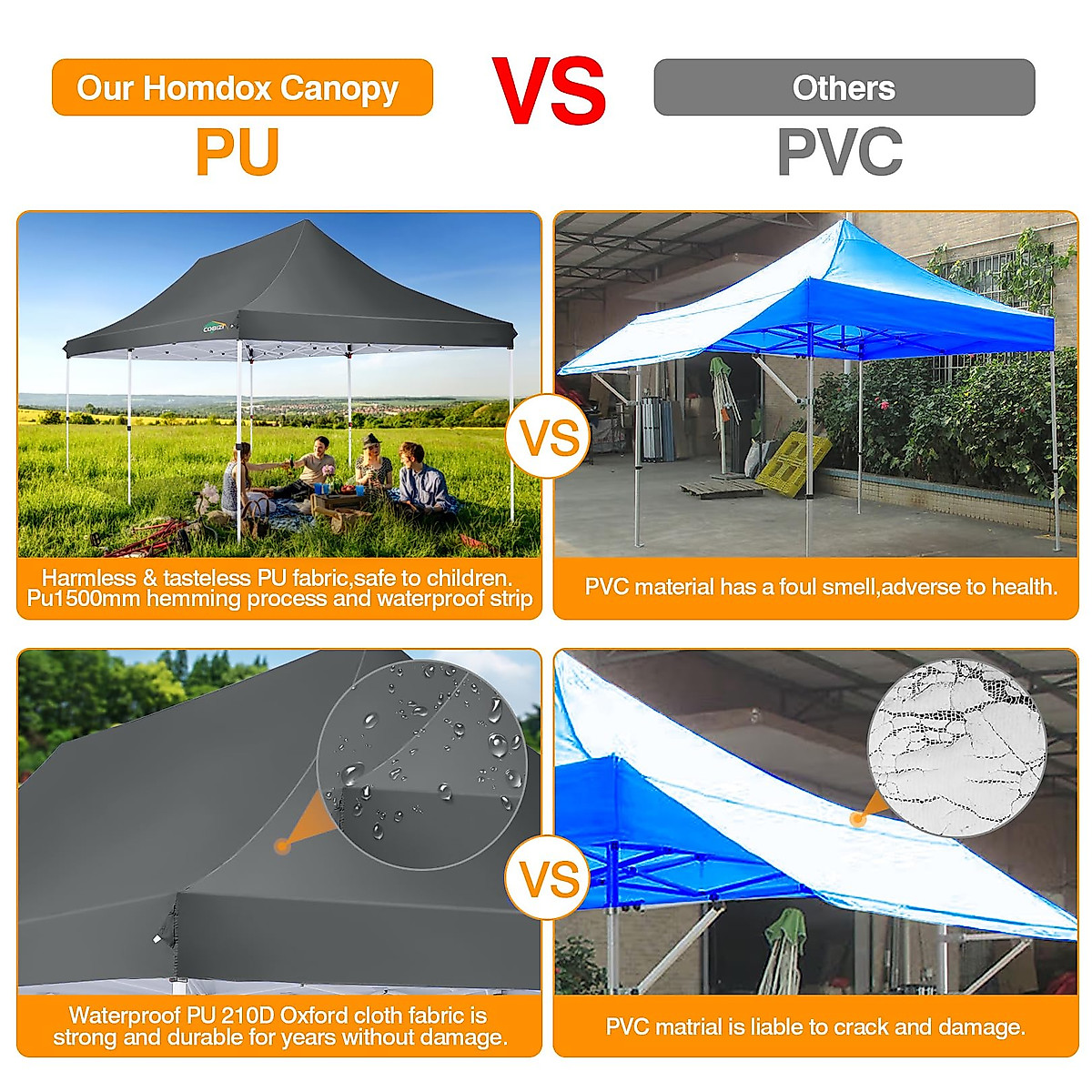 COBIZI 10x20 Pop up Canopy with 6 Removable Sidewalls, Outdoor Canopy Tents for Partie Wedding, Instant Sun Protection Shelter with Upgrade Raised Roof and Carry Bag, with Extra 4 Sandbags