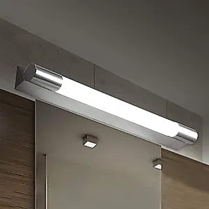 LITFAD LED Under Cabinet Lighting Mirror Bathroom Vanity Lights Waterproof Fog Lamp Stainless Steel Tube LED Vanity 22.83" Long 12W Simple Wall Light Modern Linear Vanity Closet Light White Light
