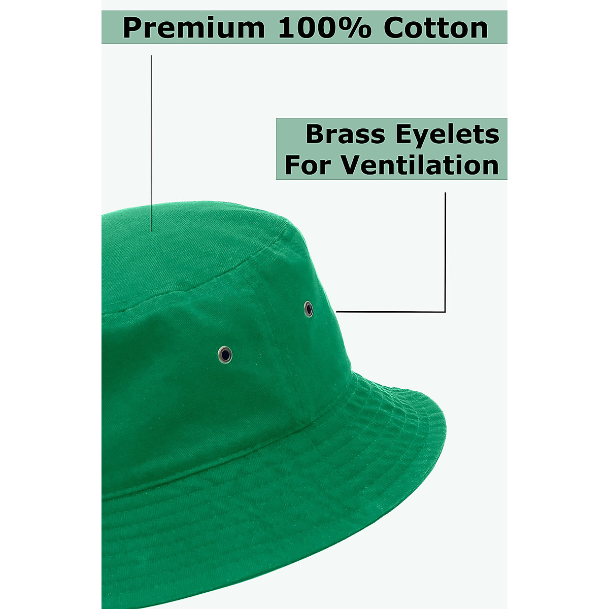 Utmost Bucket Hat 100% Cotton & Denim Lightweight Packable Outdoor Summer Beach Fishing Sun Hat(L/XL, 1pc Kelly Green)