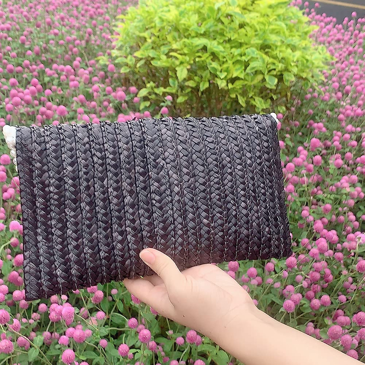 alilove Straw Clutch Bags for Women Summer Evening Handbags Bride Wedding Purse Vacation Beach Clutch Handmade Woven Envelope Wallet