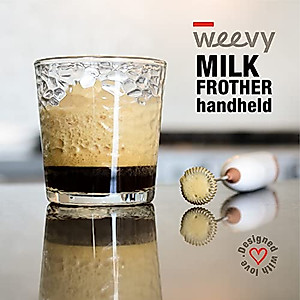 Morem WEEVY - Premium Milk Frother Handheld for Coffee, Latte, Matcha, Protein Shakes and More! Easy-to-use Hand mixer with stainless Steel Mini Whisk - No Stand Needed for Convenient Use Anywhere!