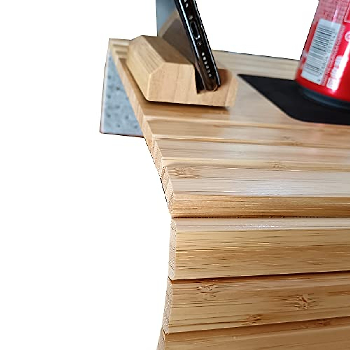 BAMJIUSHANG Bamboo Couch Cup Holder Sofa Arm Tray for Couch Tray Tables Couch arm Table Perfect for Drinks Snacks Remote Control or Phone Great arm Tray for Couch armrest-Narual