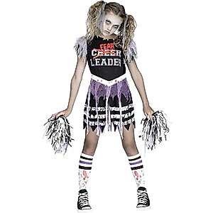 Fun World Zombie Fearleader Cheerleader Halloween Costume (Deluxe Version, Large (10-12))