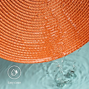 FunWheat Round Braided Placemats Set of 6 Table Mats for Dining Tables Woven Washable Non-Slip Place mats 15 inch for Fall Decor(Orange, 6pcs)