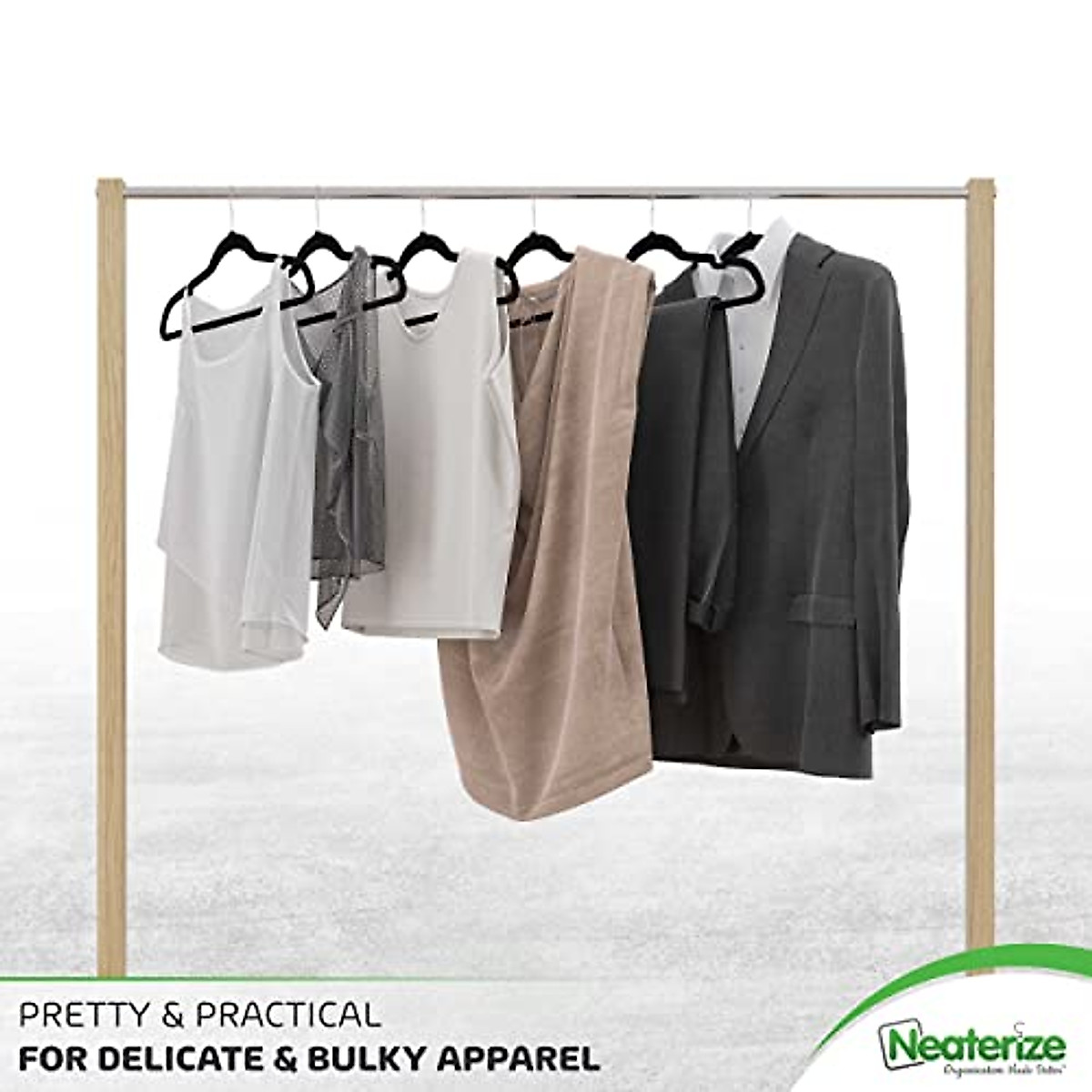 Velvet Hangers 60 Pack Black – Heavy Duty Velvet Clothes Hangers - Non Slip Felt Coat and Suit Hangers for Closet - Lightweight Thin Space Saving Ganchos para Colgar Ropa