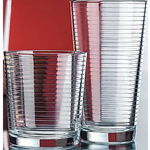Drinking Glasses Set of 12, Durable Glassware Set Includes 6-17oz Highball Glasses 6-13oz DOF Glasses | Heavy Base Tall Glass Cups for Water, Juice, Beer, Wine, and Cocktails