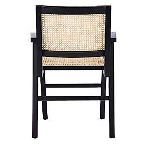 Safavieh Couture Home Collection Hattie Black/Natural French Cane Living Room Dining Arm Chair (Set of 2) SFV4115A-SET2